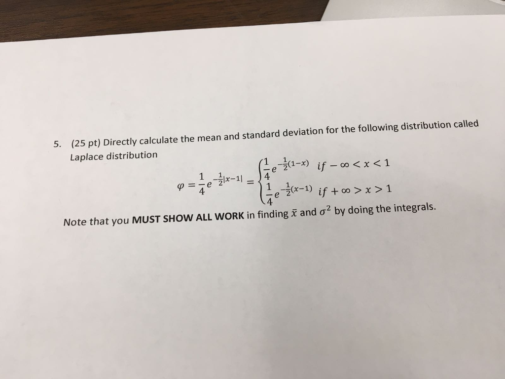 Solved Directly calculate the mean and standard deviation | Chegg.com