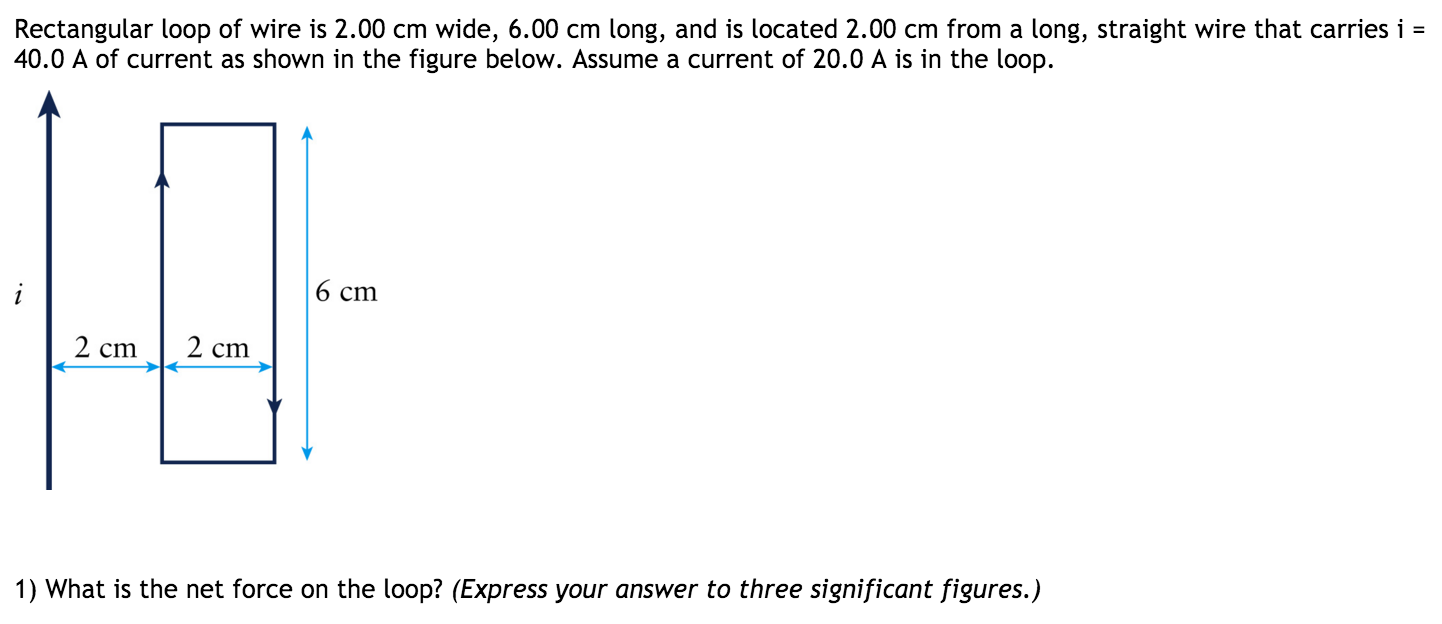 Solved Rectangular loop of wire is 2.00 cm wide, 6.00 cm | Chegg.com