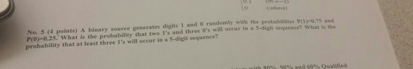 Solved A Binary Source Generates Digits 1and 0 Randomly With