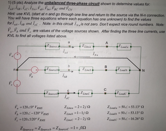 Solved Analyze the unbalanced three-phase circuit shown to | Chegg.com