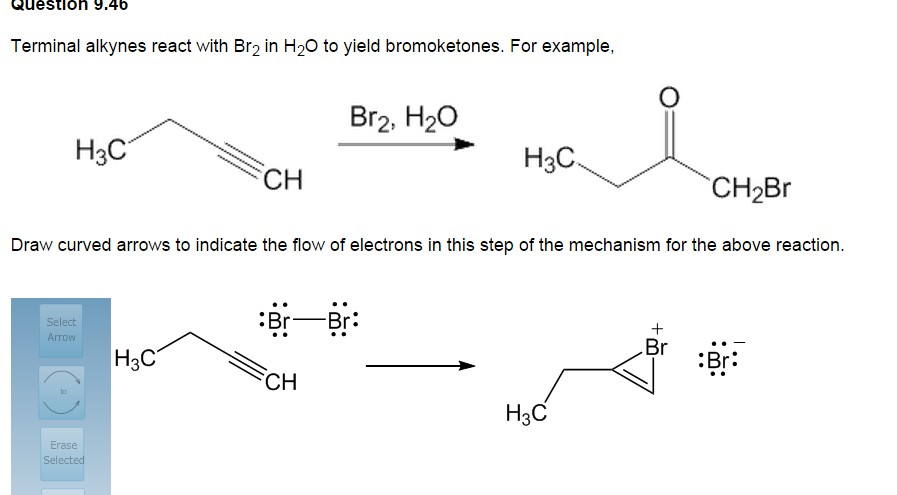Solved Question 9.46Terminal alkynes react with Br2 in H2O | Chegg.com