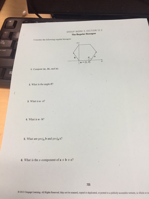 Solved Consider the following regular hexagon: Compute |a|, | Chegg.com