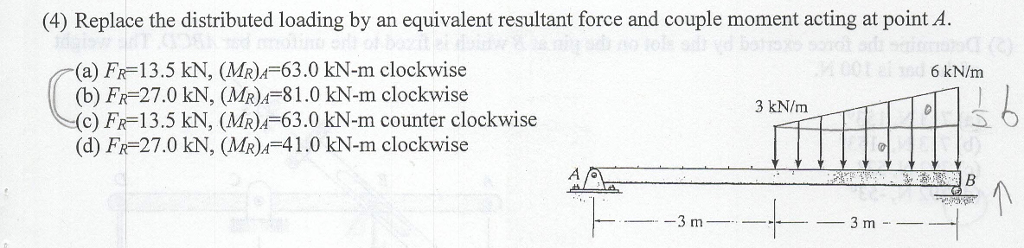 Solved (4) Replace the distributed loading by an equivalent | Chegg.com