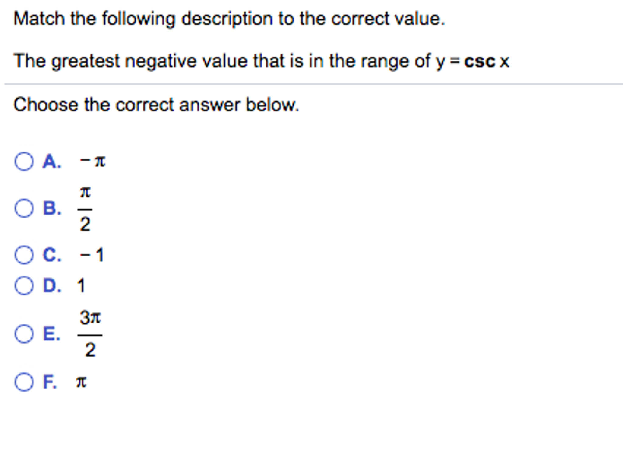 Solved Match the following description to the correct value. | Chegg.com