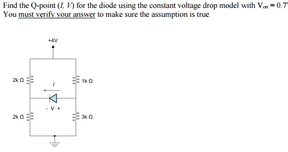 Solved Find the Q-point (I, v) for the diode using the | Chegg.com