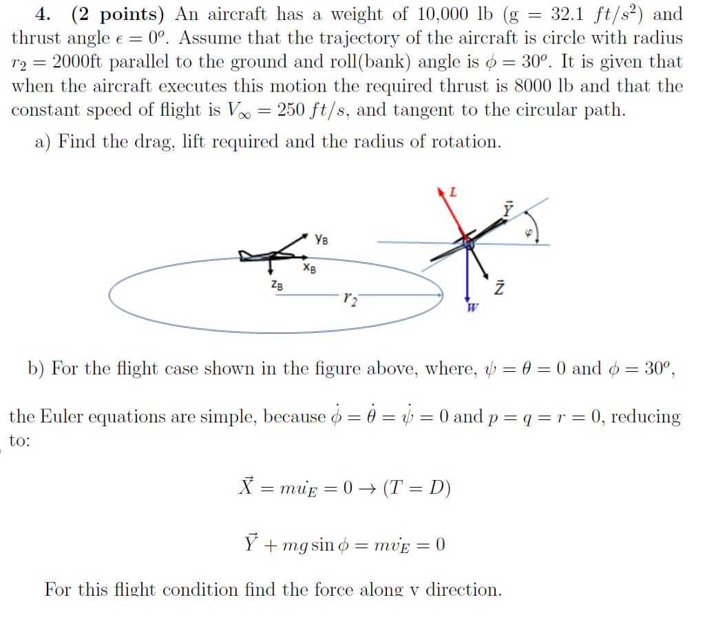 Solved 4· (2 points) An aircraft has a weight of 10,000 lb | Chegg.com