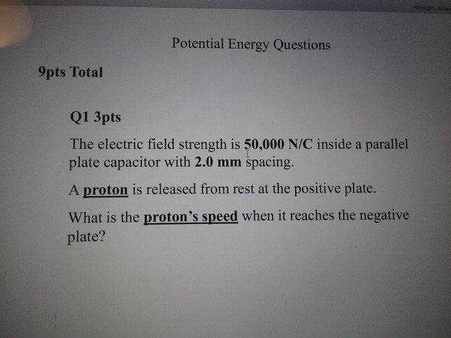 Solved Potential Energy Questions 9pts Total Q1 3pts The | Chegg.com