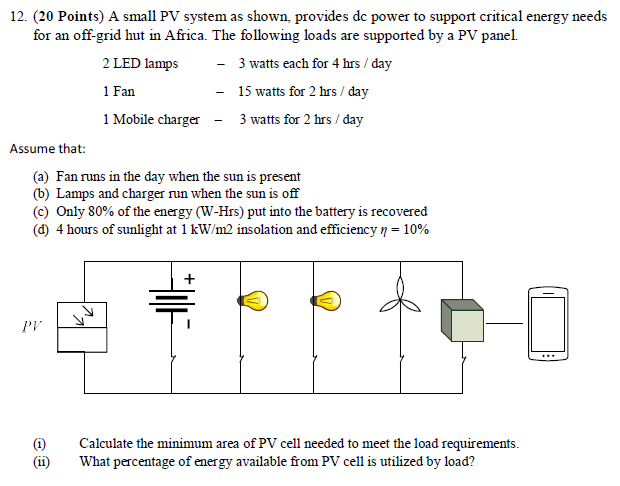Solved 12. (20 Points) A small PV system as shown, provides | Chegg.com