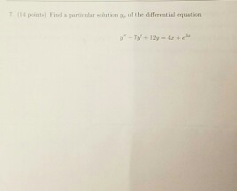 Solved find the particular solution yp of the differential | Chegg.com