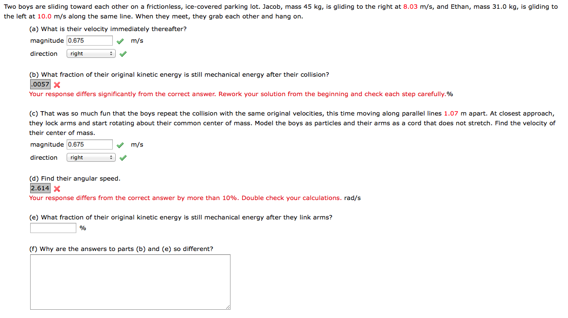 Solved Two boys are sliding toward each other on a | Chegg.com