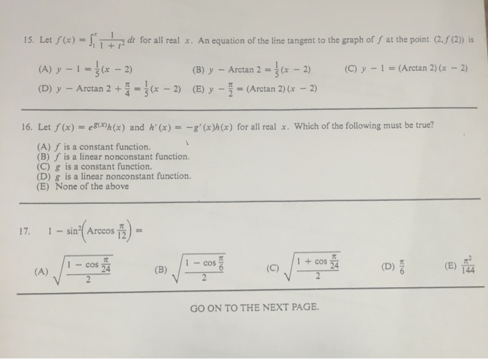 Solved Let f(x) = integral^x_1 1/1 + t^2 dt for all real x. | Chegg.com