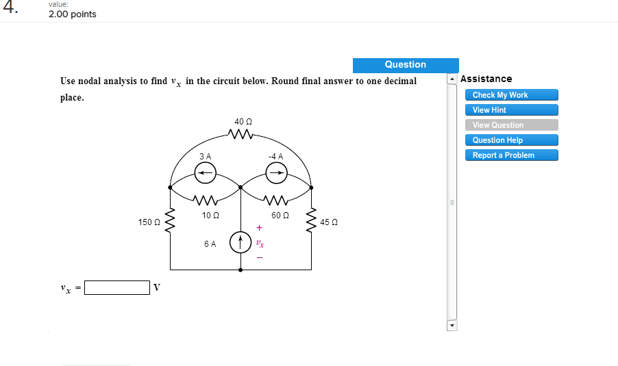 Solved Use nodal analysis to find vx in The circuit below. | Chegg.com