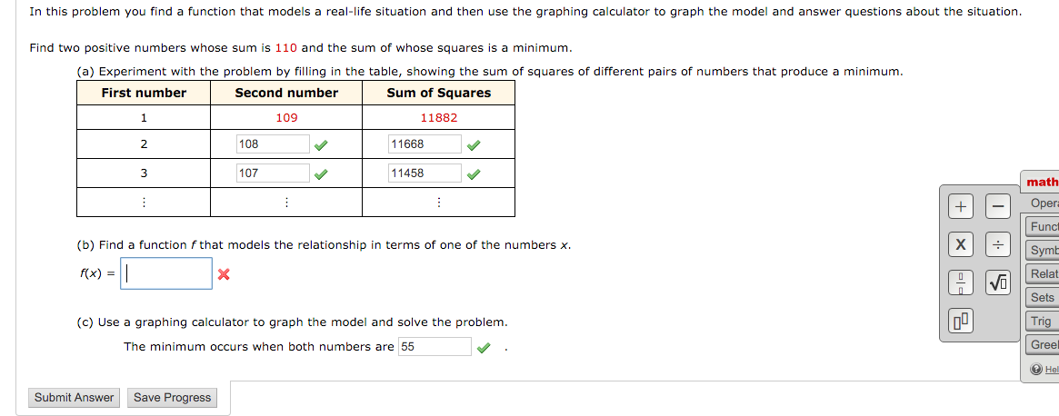 Solved In this problem you find a function that models a | Chegg.com