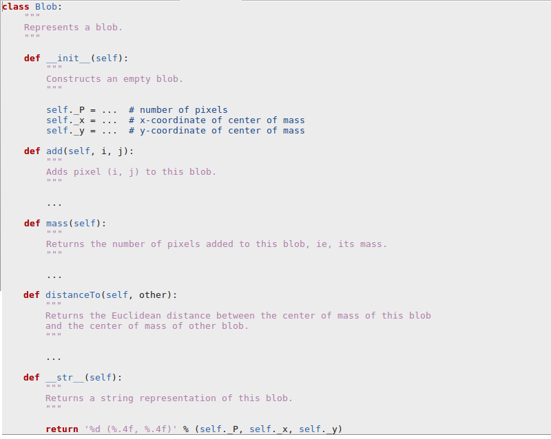 Solved class Blob: Represents a blob. def init (self) | Chegg.com Solved class Blob: Represents a blob. def init (self) | Chegg.com