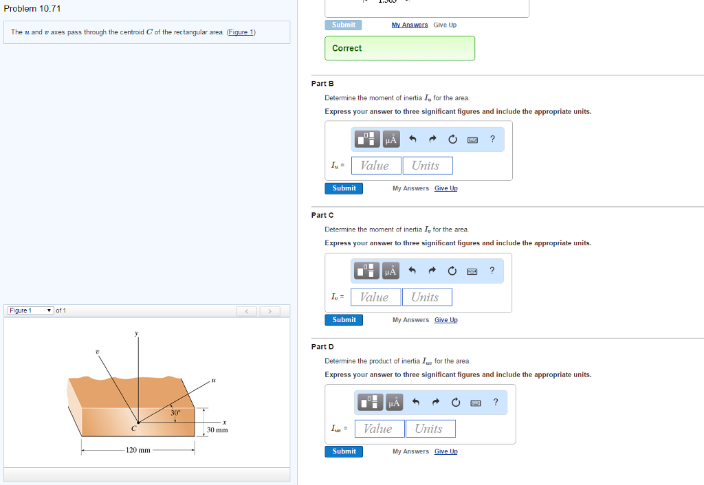 Solved The u and v axes pass through the centroid C of the | Chegg.com