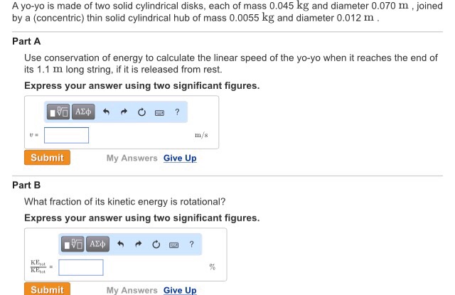 Solved A yo-yo is made of two solid cylindrical disks, each | Chegg.com