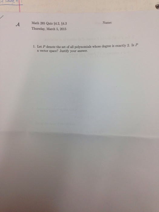 Solved Let P denote the set of all polynomials whose degree | Chegg.com