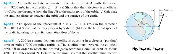 Solved 14.116 An earth satellite is inserted into its orbit | Chegg.com