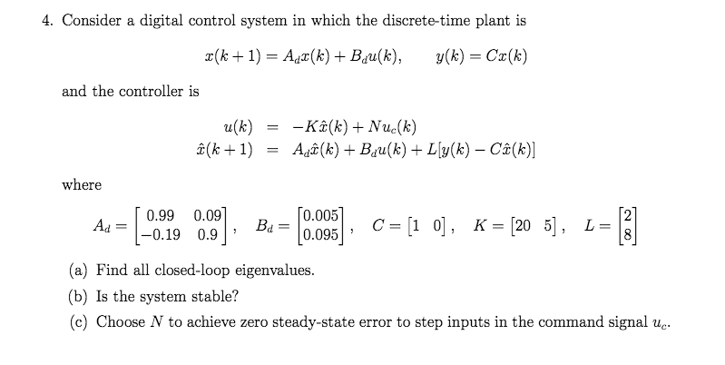 Solved Consider a digital control system in which the | Chegg.com
