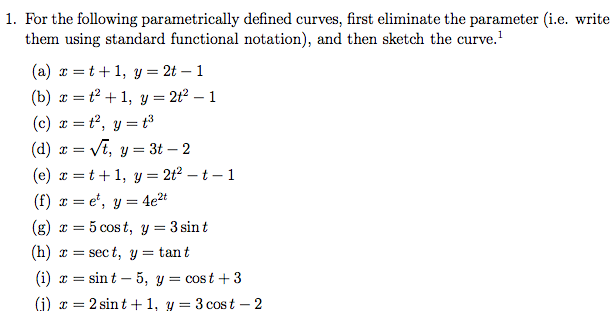 For the following parametrically defined curves, | Chegg.com