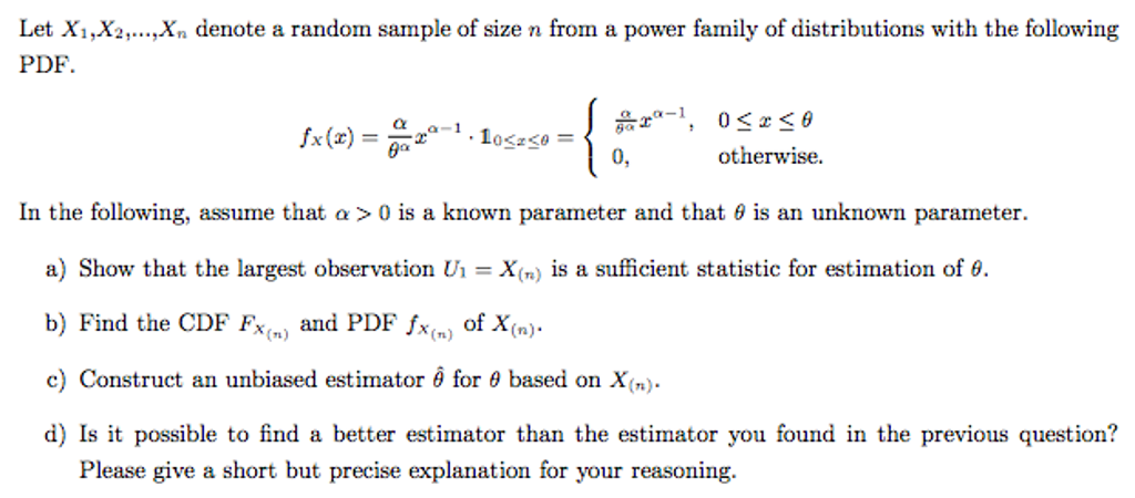 Solved Let X_1, X_2, .., X_n denote a random sample of size | Chegg.com
