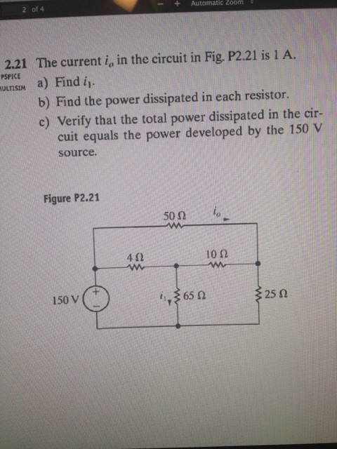 Solved The current i0, in the circuit in Fig. P2.21 is 1 A. | Chegg.com