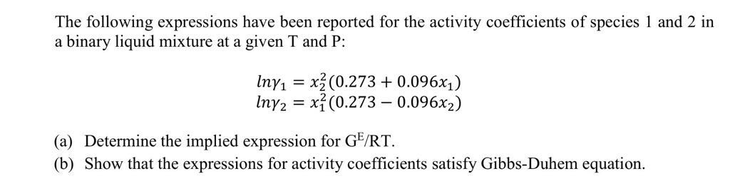 Solved The following expressions have been reported for the | Chegg.com