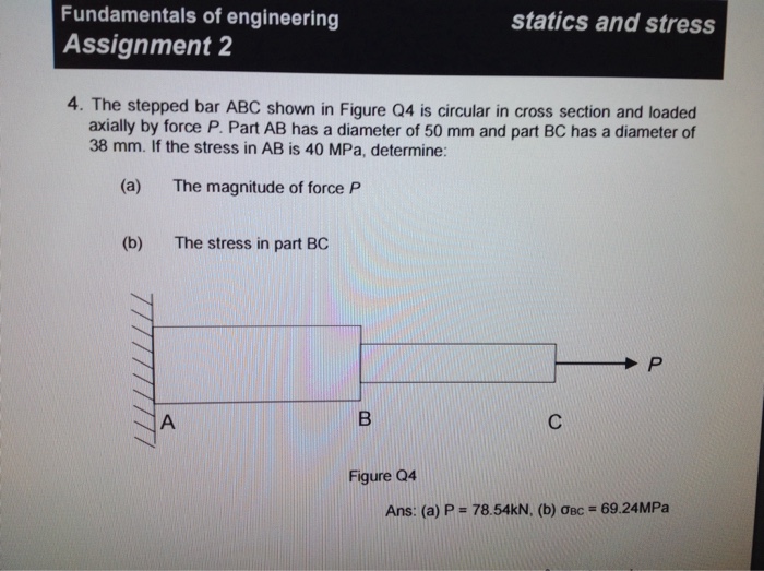 The stepped bar ABC shown in Figure Q4 is circular in | Chegg.com