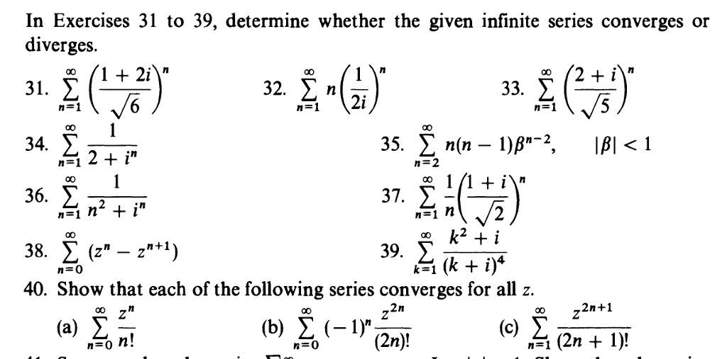 Solved Determine whether the given infinite series converges | Chegg.com