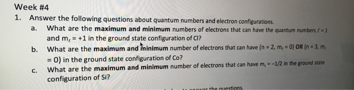 Solved Answer the following questions about quantum numbers | Chegg.com