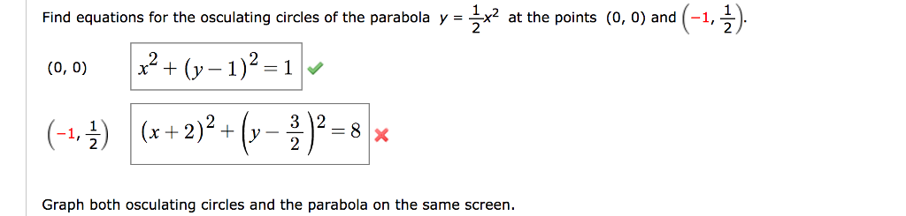 Solved Find equations for the osculating circles of the | Chegg.com