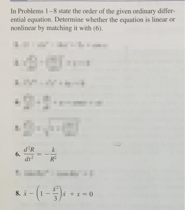 In Problems 1 8 State The Order Of The Given Ordinary
