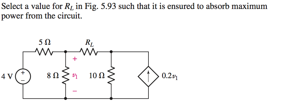 Solved Select a value for RL in Fig. 5.93 such that it is | Chegg.com