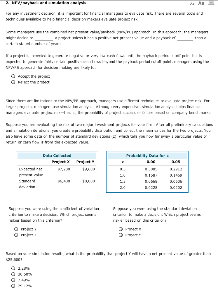Solved NPV/Payback and simulation analysis (Answer all | Chegg.com