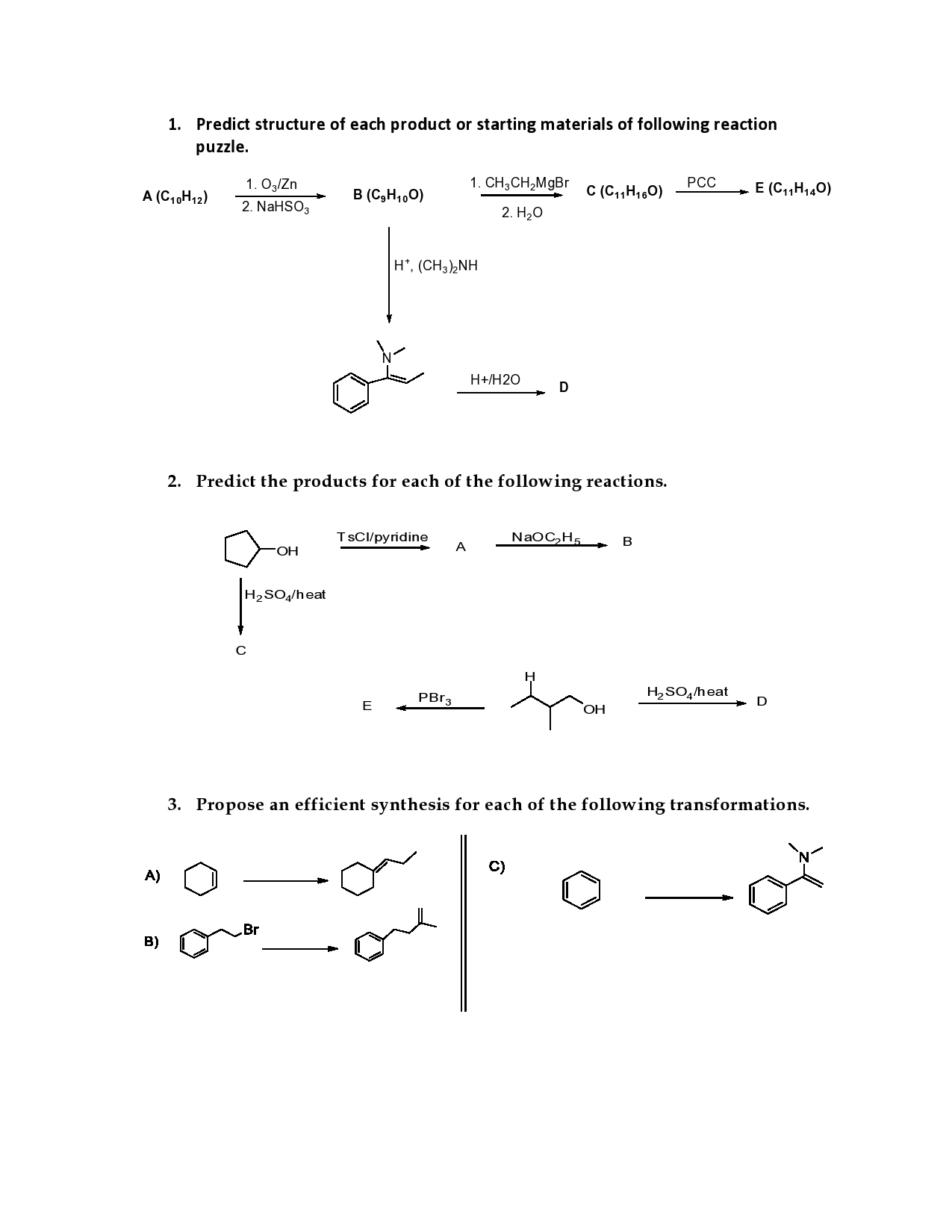 Solved Predict structure of each product or starting | Chegg.com