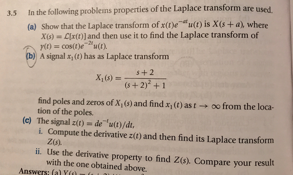 Solved In the following problems properties of the Laplace | Chegg.com
