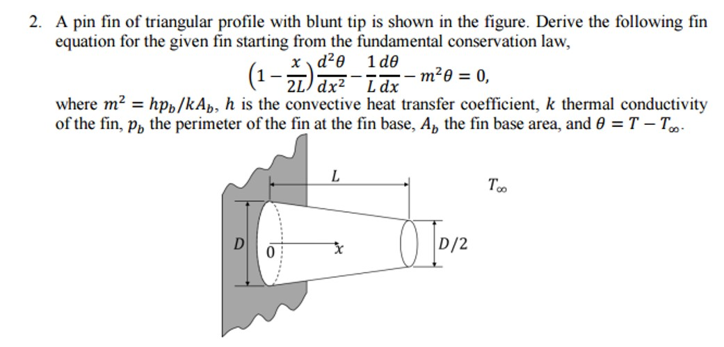 Solved A pin fin of triangular profile with blunt tip is | Chegg.com Solved A pin fin of triangular profile with blunt tip is | Chegg.com