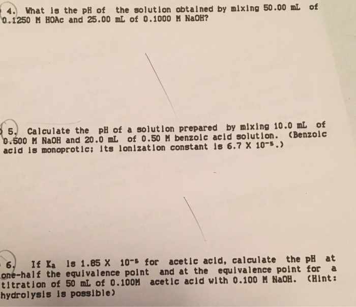 Solved what is the ph of the solution. obtained by mixing 50 | Chegg.com