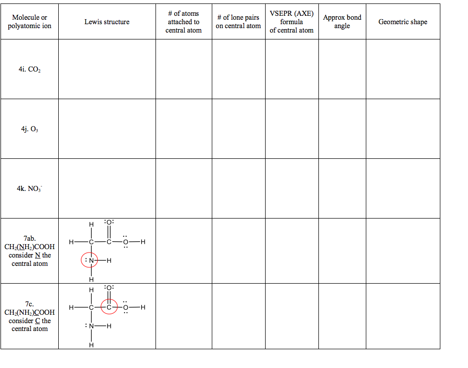 Solved Molecule or polyatomic ion 4i. CO2 4i. O 4k. NO3 7ab | Chegg.com