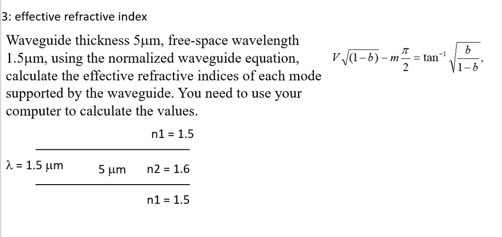 Solved 3: effective refractive index Waveguide thickness | Chegg.com