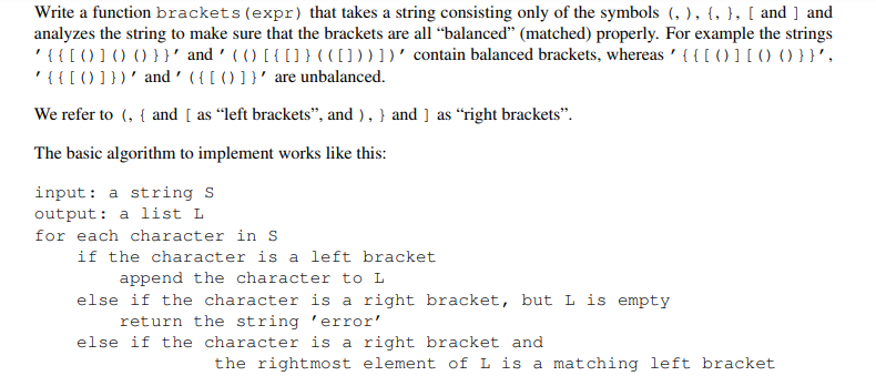 Solved Write A Function Brackets Expr That Takes A String 