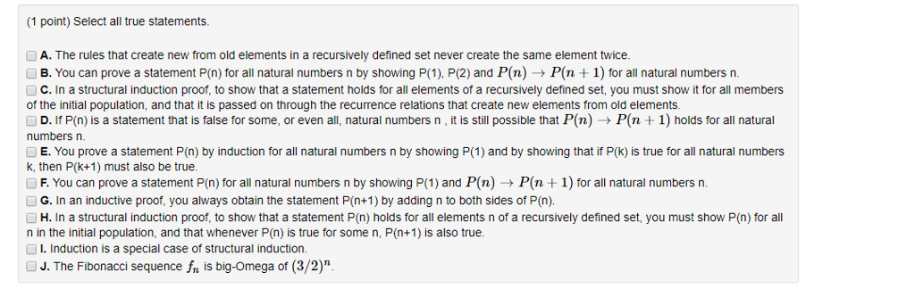 Solved (1 point) Select all true statements A. The rules | Chegg.com