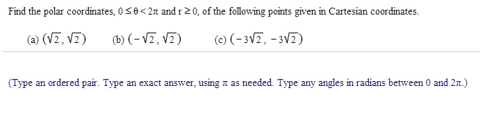 Solved Find The Polar Coordinates 0 