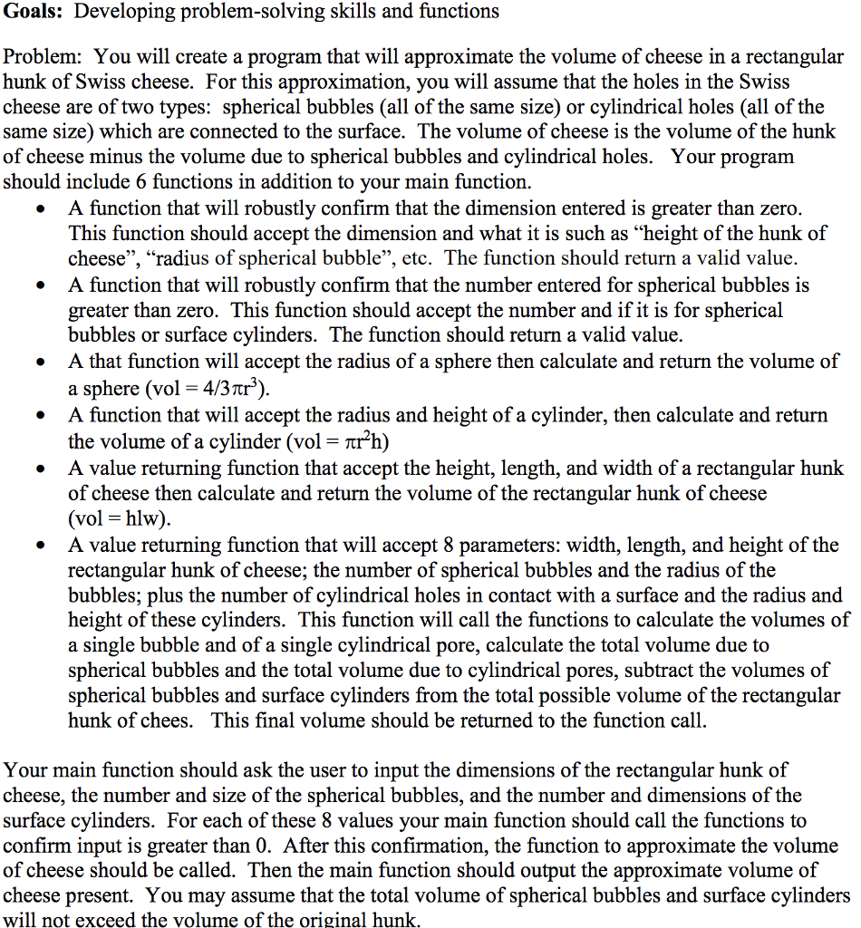 Solved Goals: Developing problem-solving skills and | Chegg.com