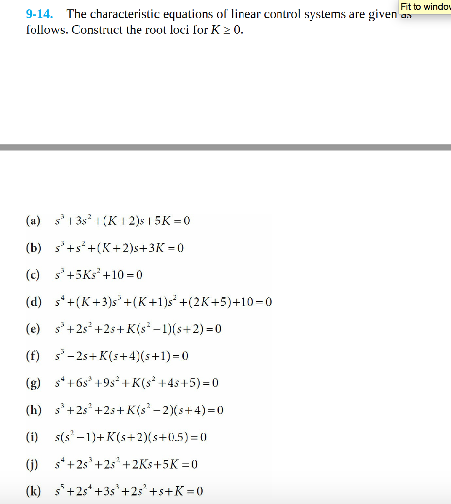 Fit to windo 9-14. The characteristic equations of | Chegg.com