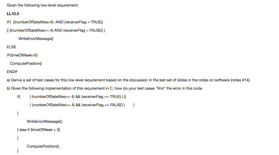 Solved Given the following low-level requirement: | Chegg.com