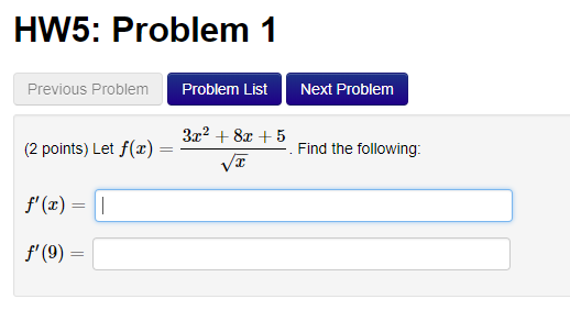 Solved HW5: Problem 1 Previous Problem Problem ListNext | Chegg.com