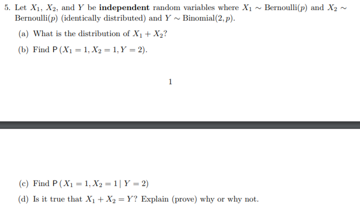 Solved 5. Let Xi, X2, and Y be independent random variables | Chegg.com