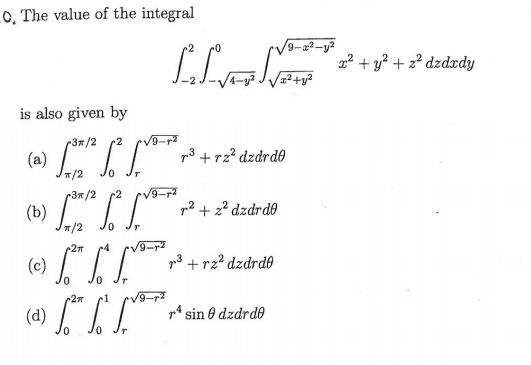 Solved The value of the integral integrate 2 -2 integrate 0 | Chegg.com