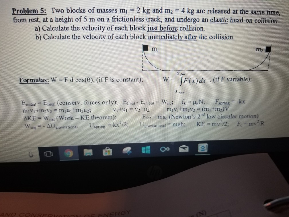 Solved Problem 5: Two blocks of masses m 2 kg and m2 4 kg | Chegg.com